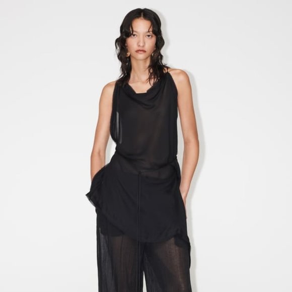 Zara | Tops | Zara Limited Edition Semisheer Asymmetric Top | Poshmark
